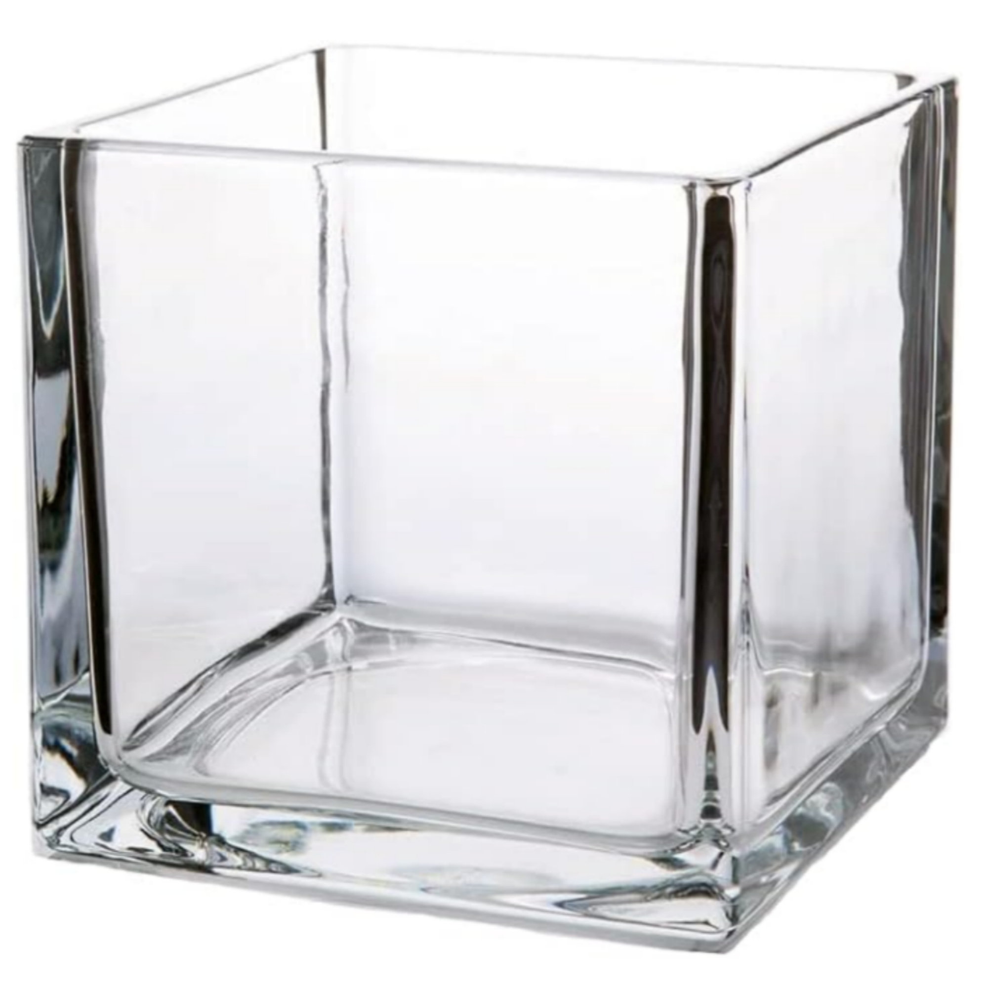 Wrought Studio Square Glass Vases 4" X 4" , Clear Flower Vase, Plant Terrarium, Candle Holder ...